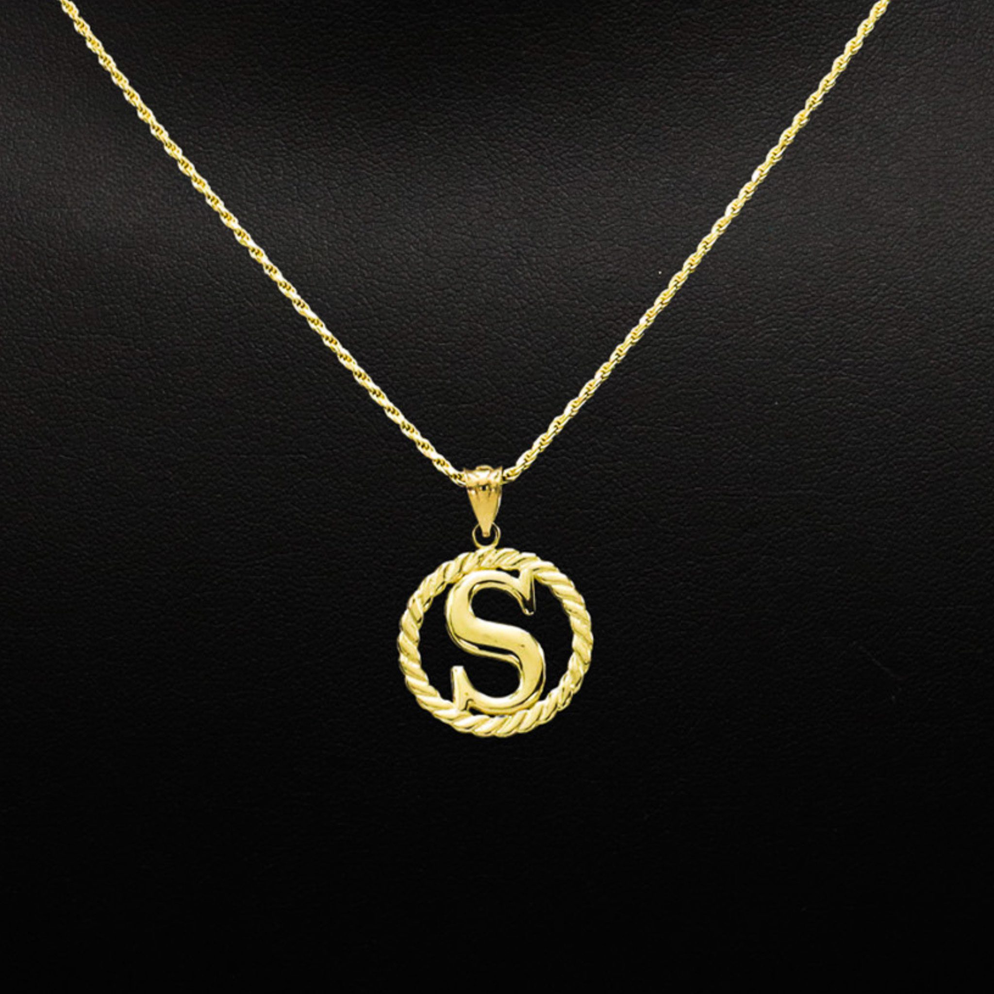 Round Letter S - Pendant - Golden Hand Jewellery