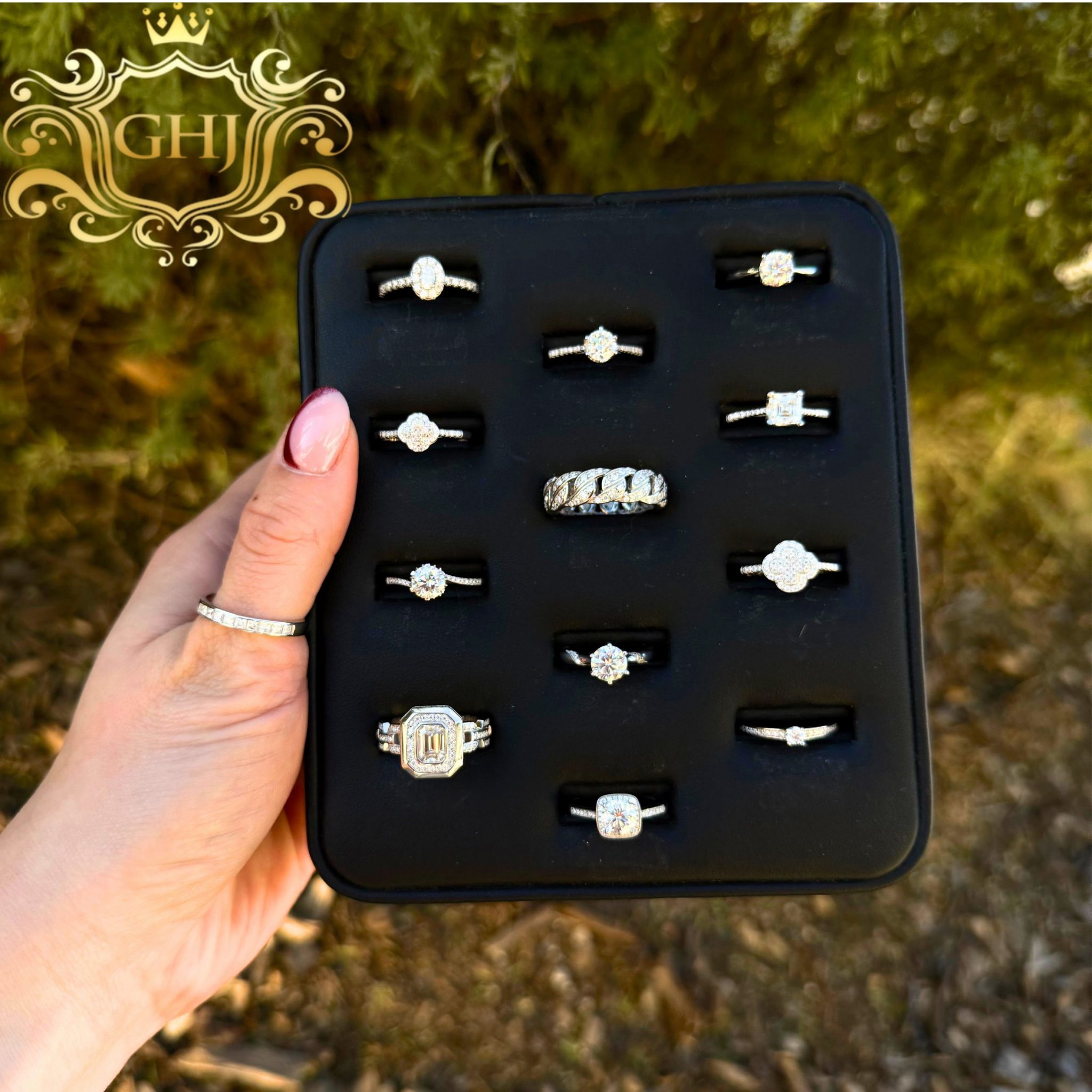 Cuban Moissanite Band - Silver Ring - Golden Hand Jewellery