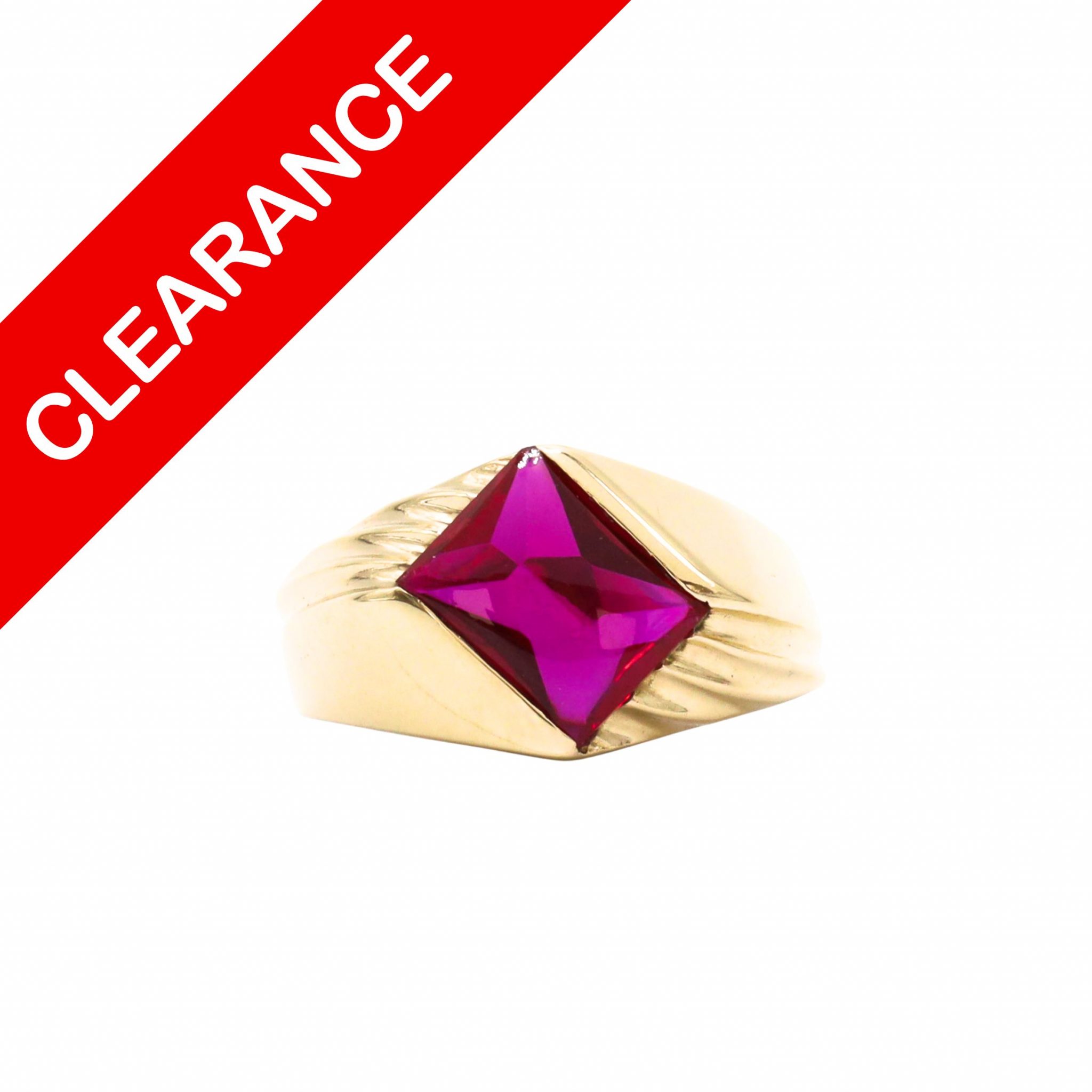 Synthetic Ruby Ring 10k- Ring - Golden Hand Jewellery
