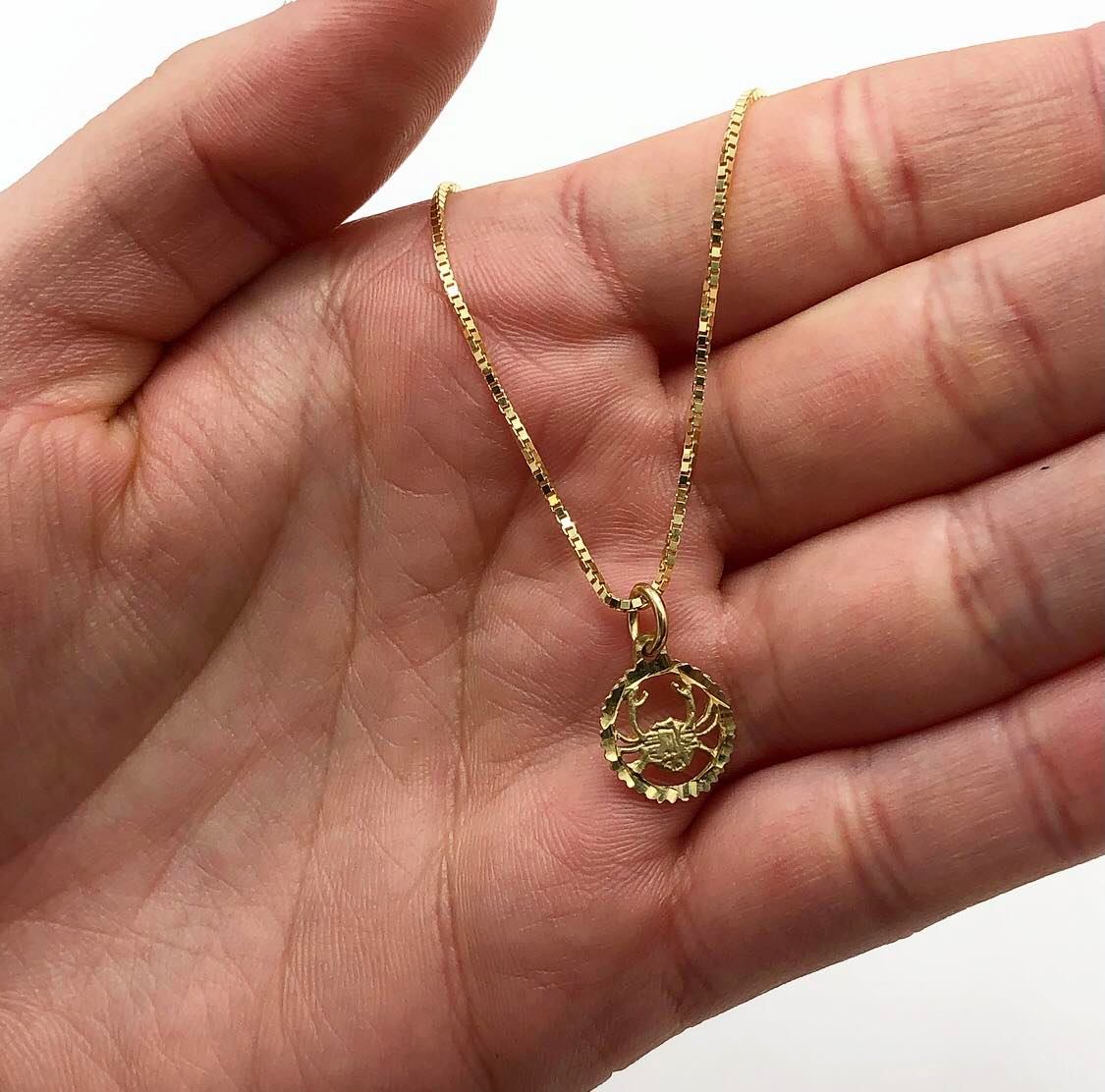 Mini Cancer - Zodiac Pendant - Golden Hand Jewellery