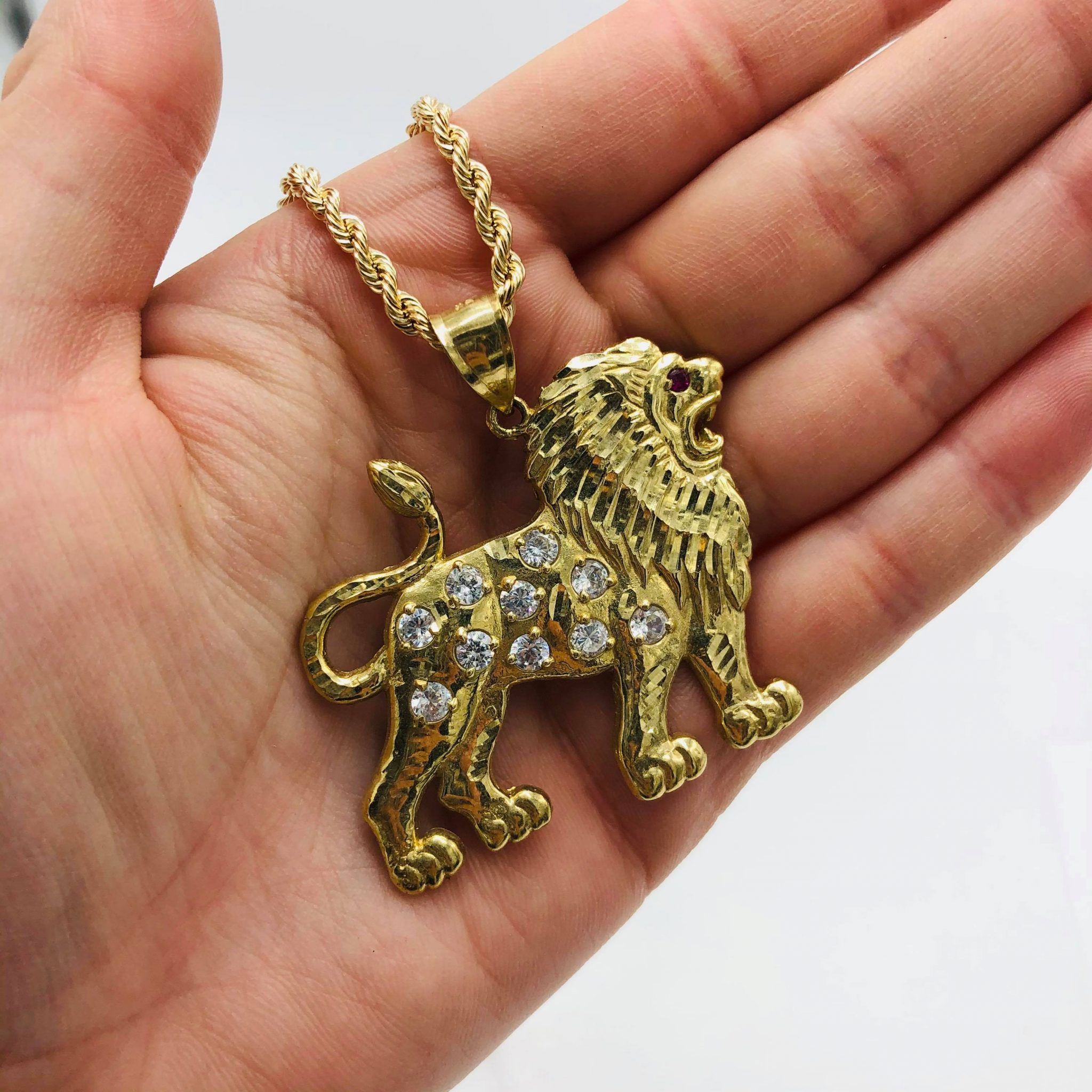 CZ Large Lion - Pendant - Golden Hand Jewellery