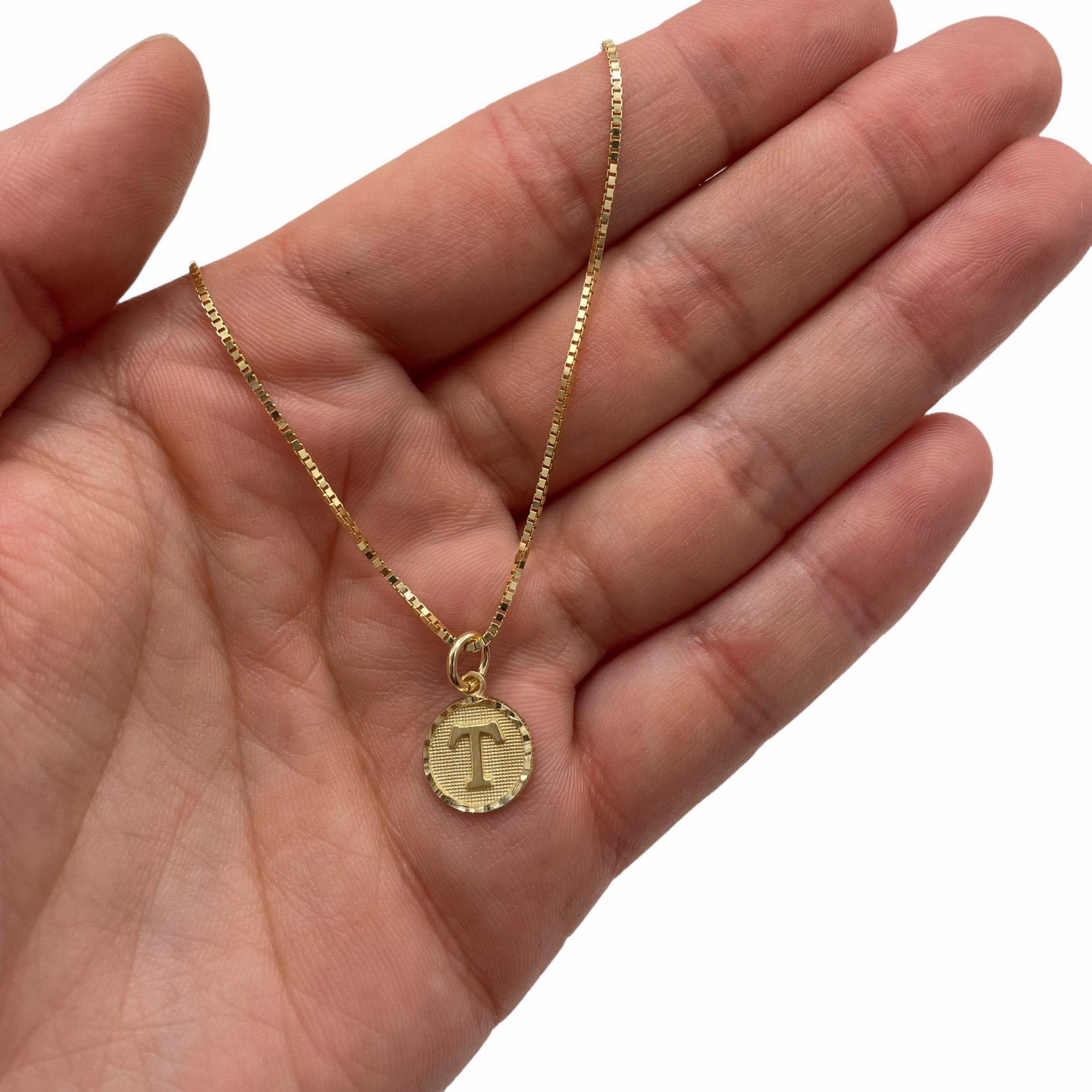 Letter T Round - Pendant - Golden Hand Jewellery