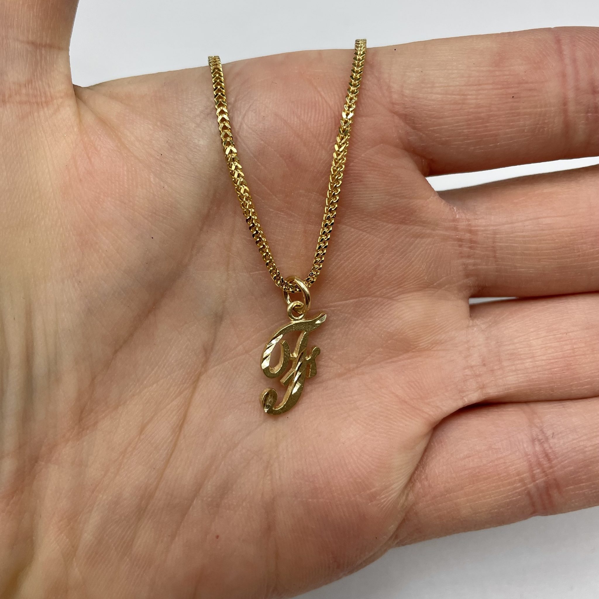 Letter F Handwriting - Pendant - Golden Hand Jewellery