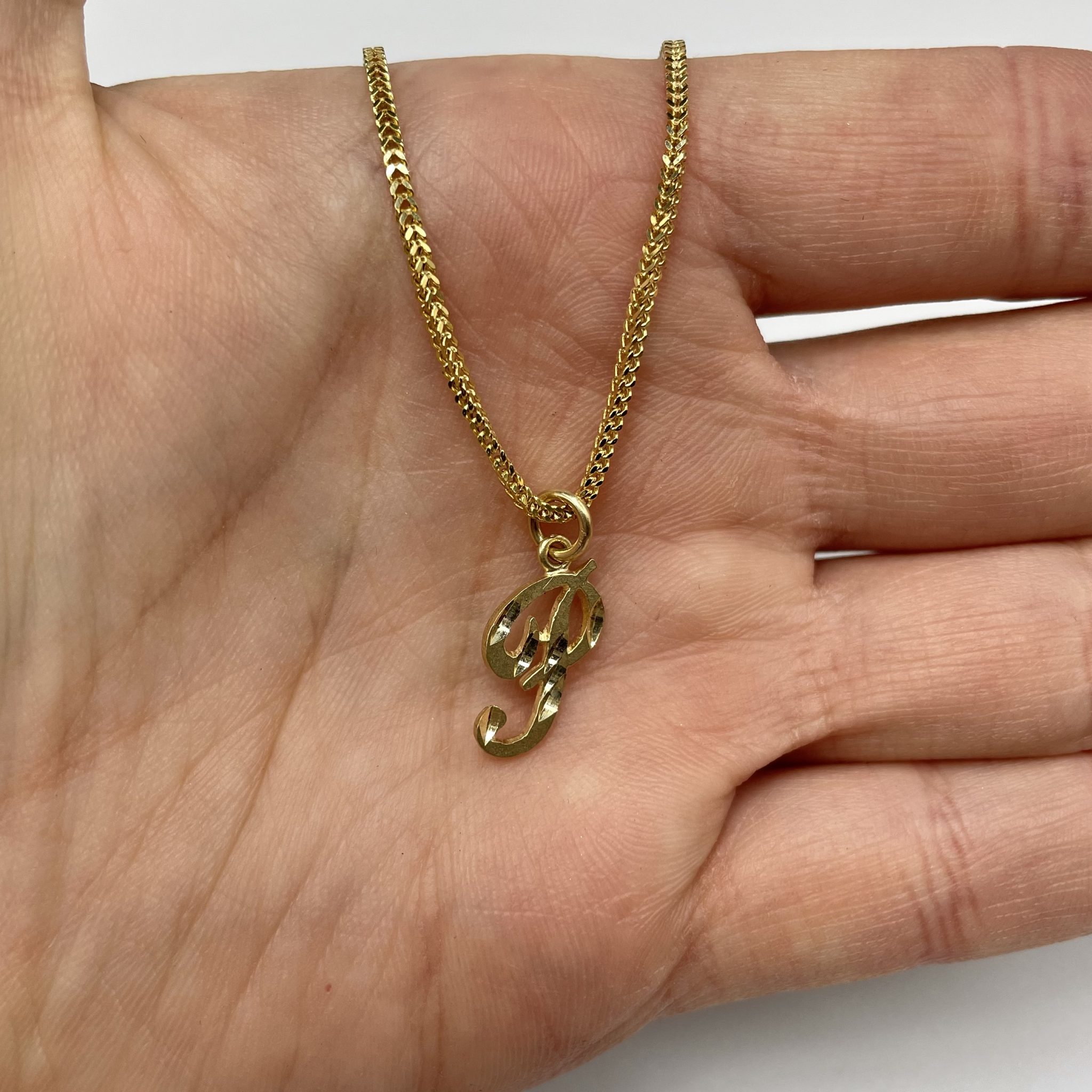 Letter P Handwriting - Pendant - Golden Hand Jewellery