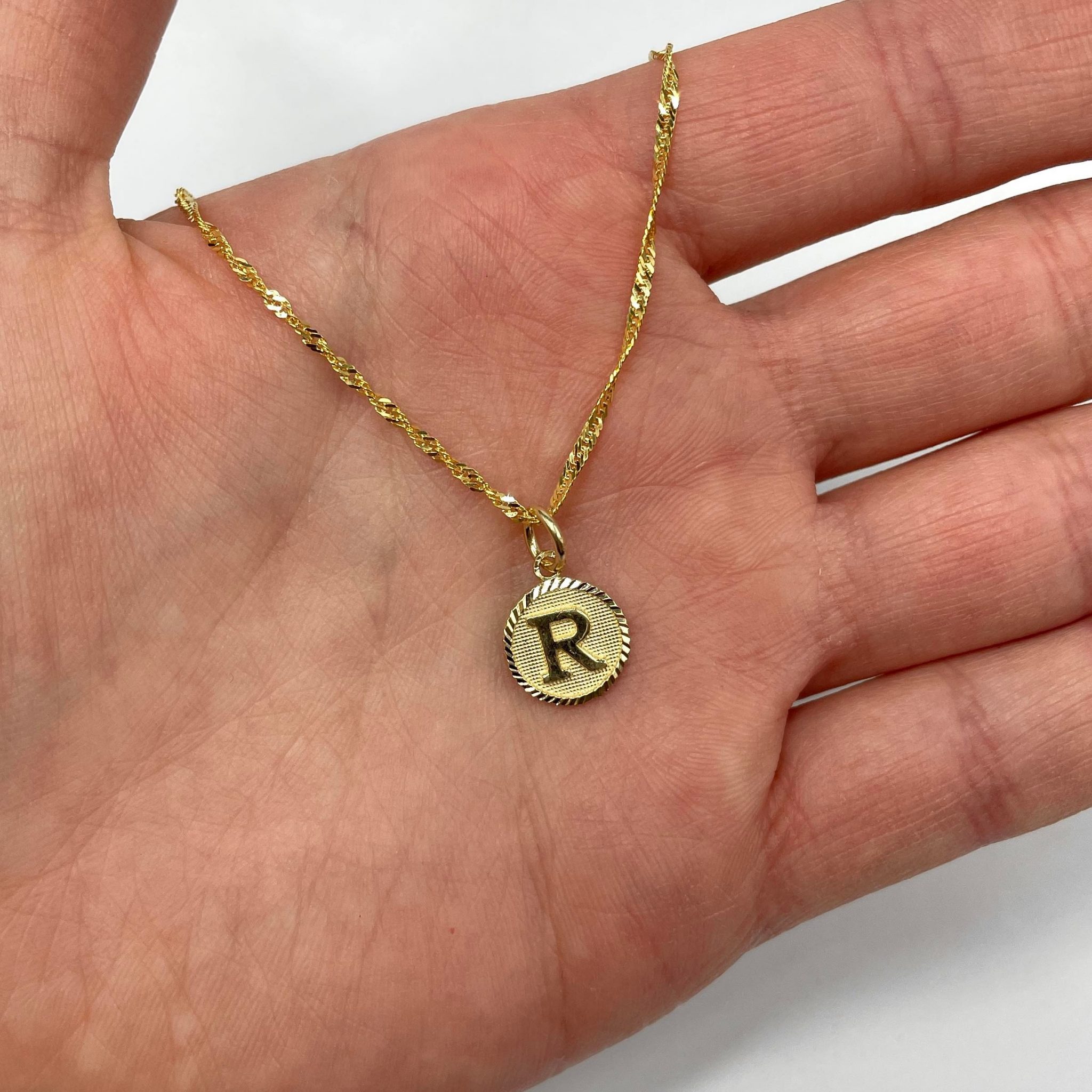 Letter R Round - Pendant - Golden Hand Jewellery