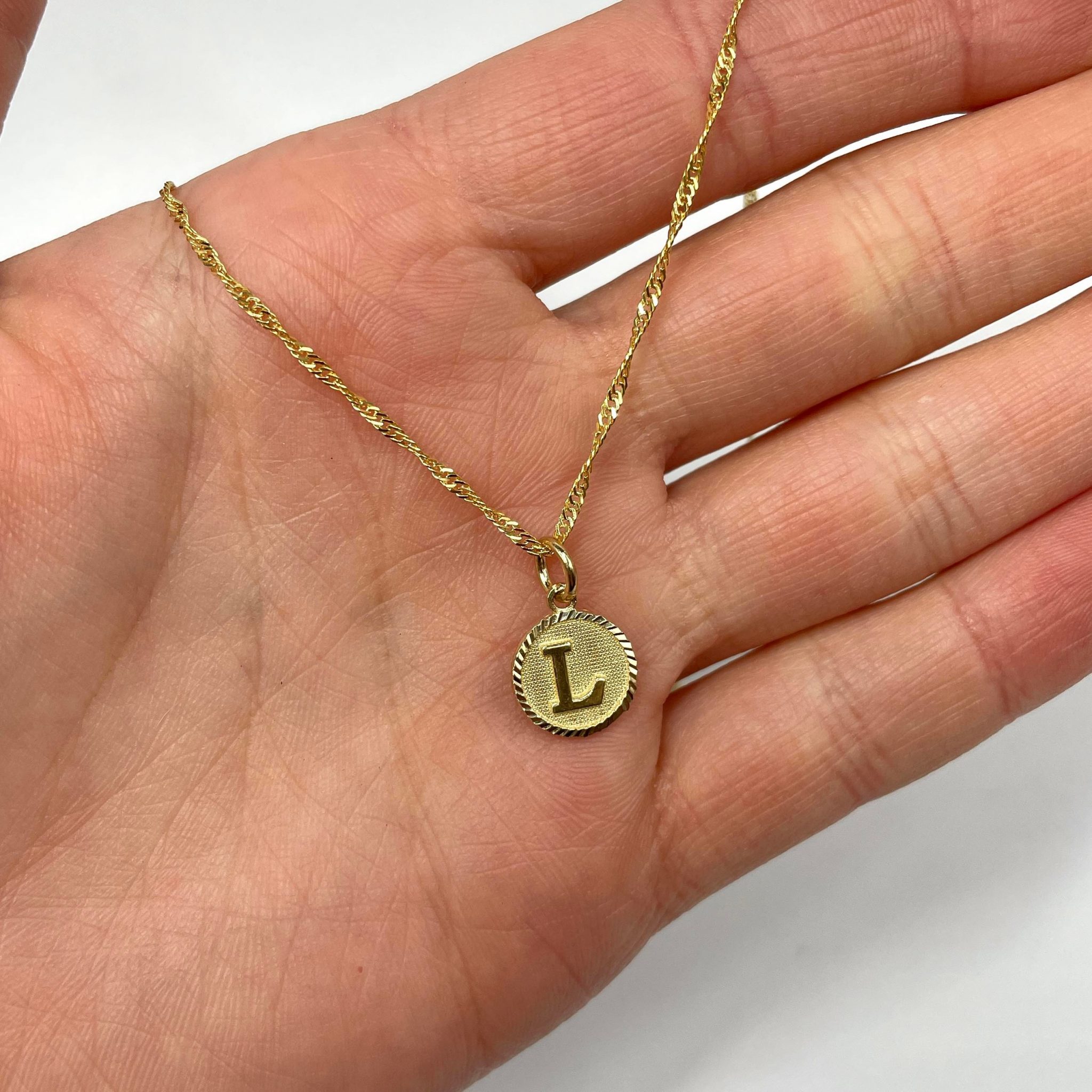 Letter L Round - Pendant - Golden Hand Jewellery