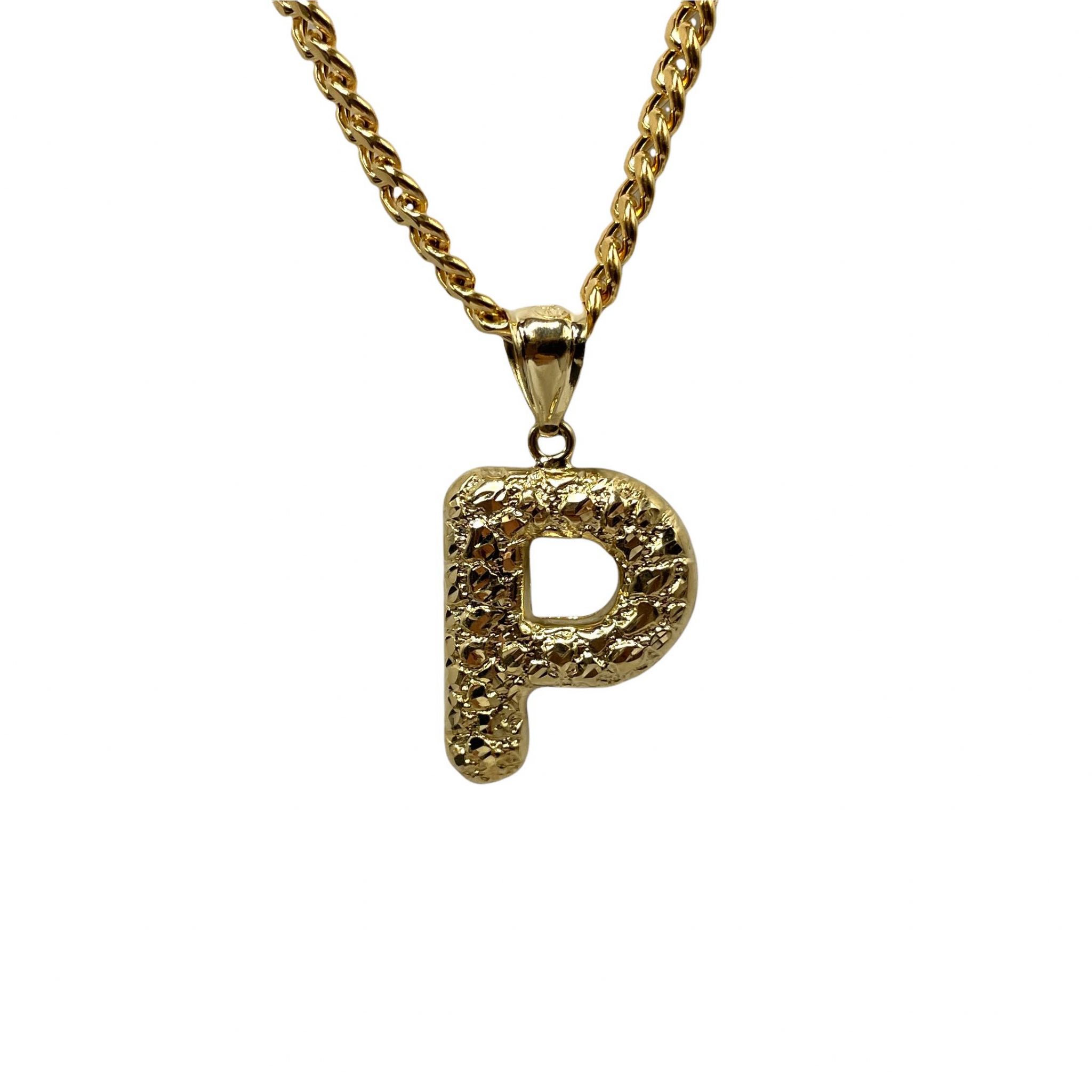 Letter P Puff Nugget - Pendant - Golden Hand Jewellery