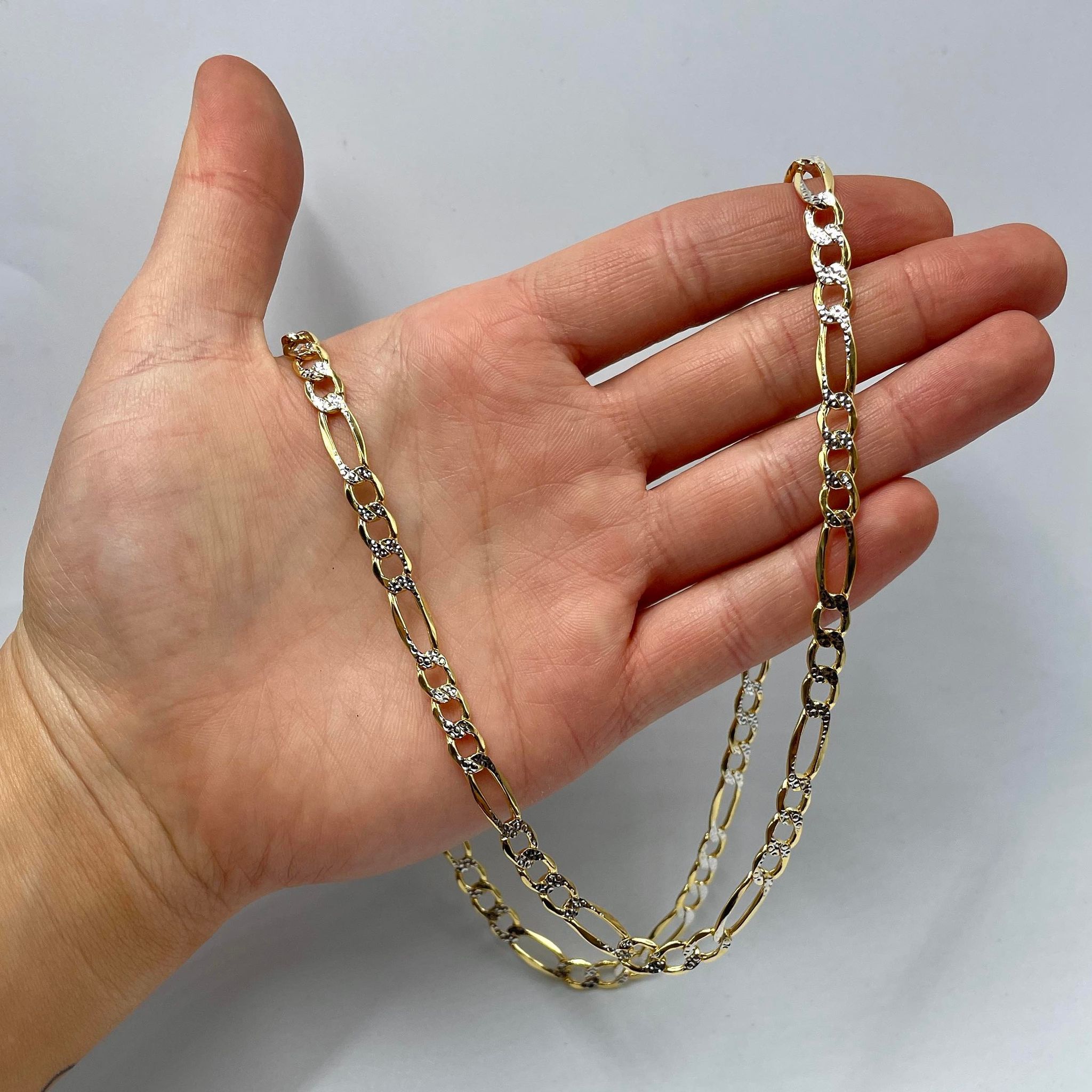 Two-Tone Figaro 6mm 22" - Chain - Golden Hand Jewellery