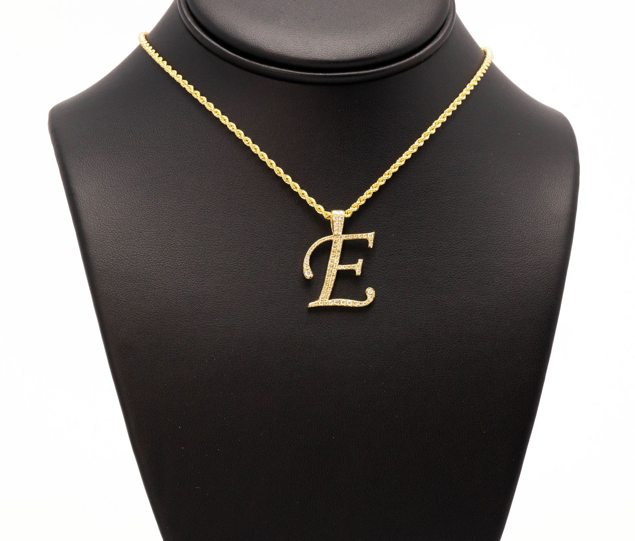 Letter E Thin Cursive 0.75ct - Diamond Pendant - Golden Hand Jewellery