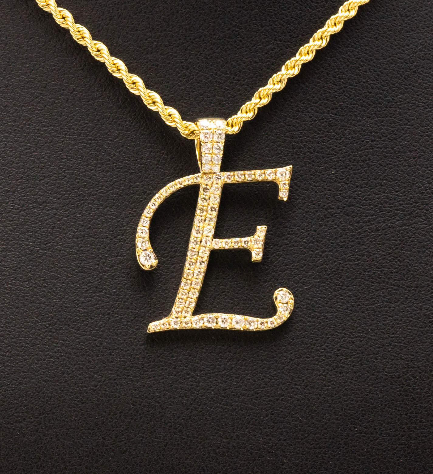 Letter E Thin Cursive 0.75ct - Diamond Pendant - Golden Hand Jewellery