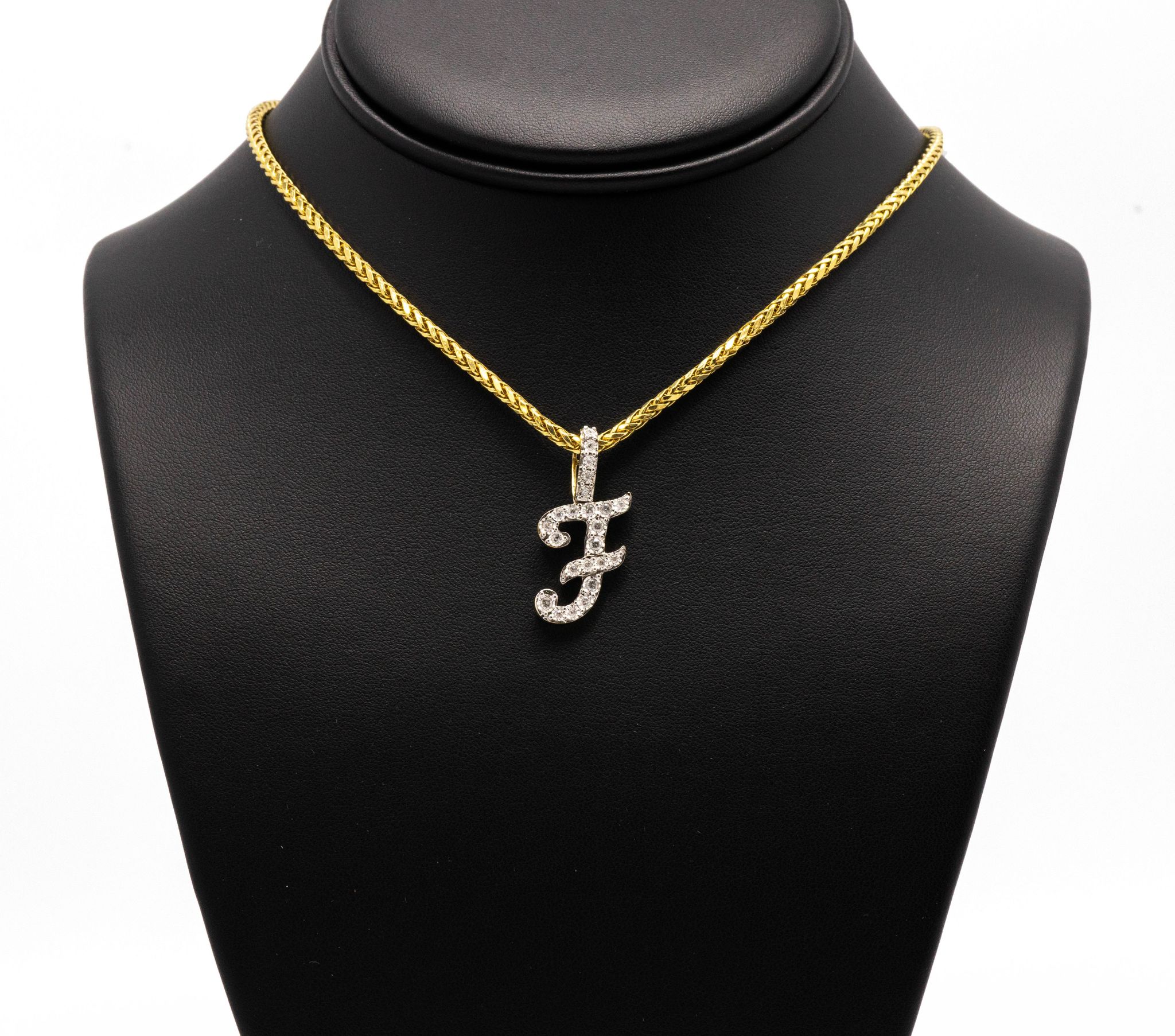 Letter F Thick Cursive 0.33ct - Diamond Pendant - Golden Hand Jewellery
