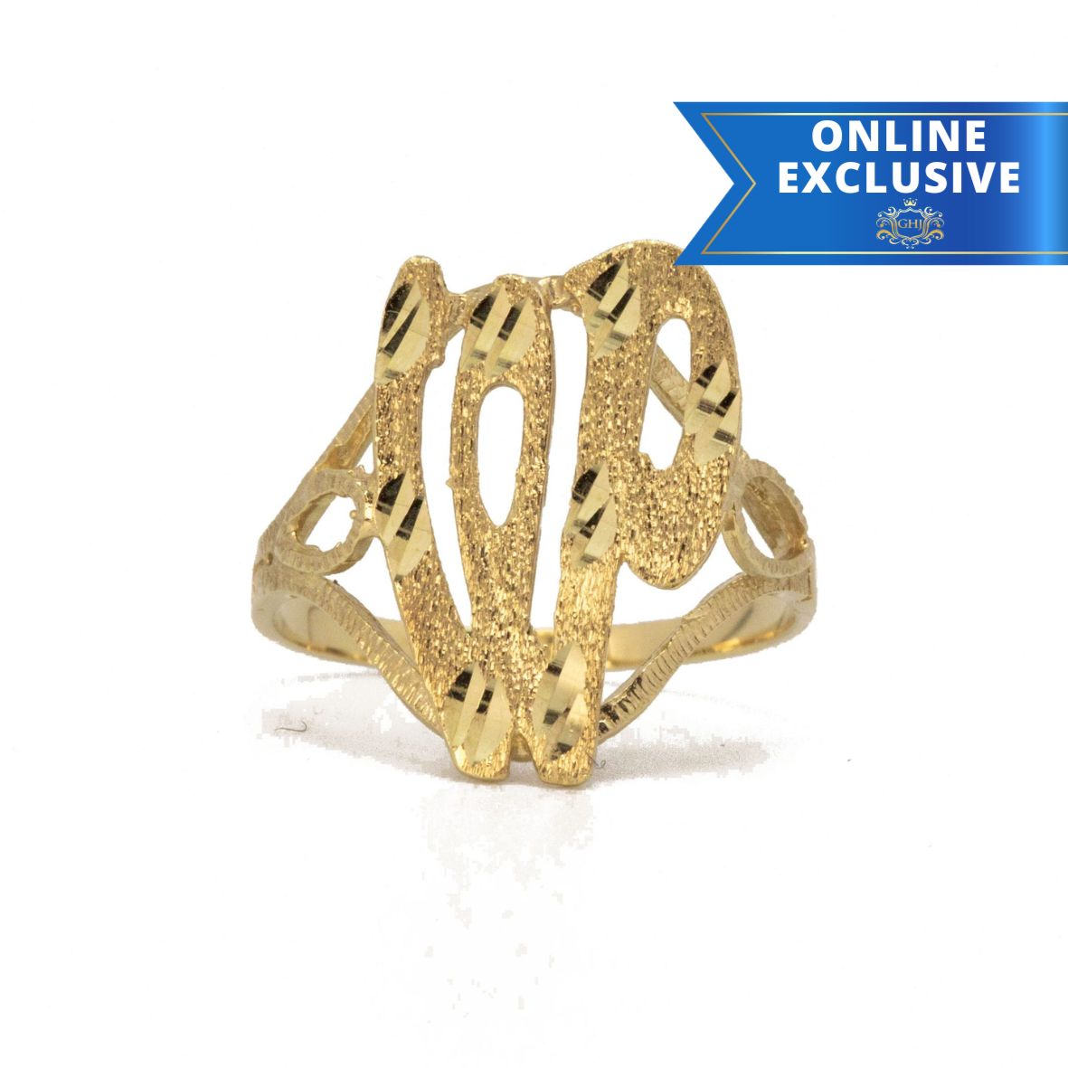 Letter W Diamond Cut - Rings - Golden Hand Jewellery