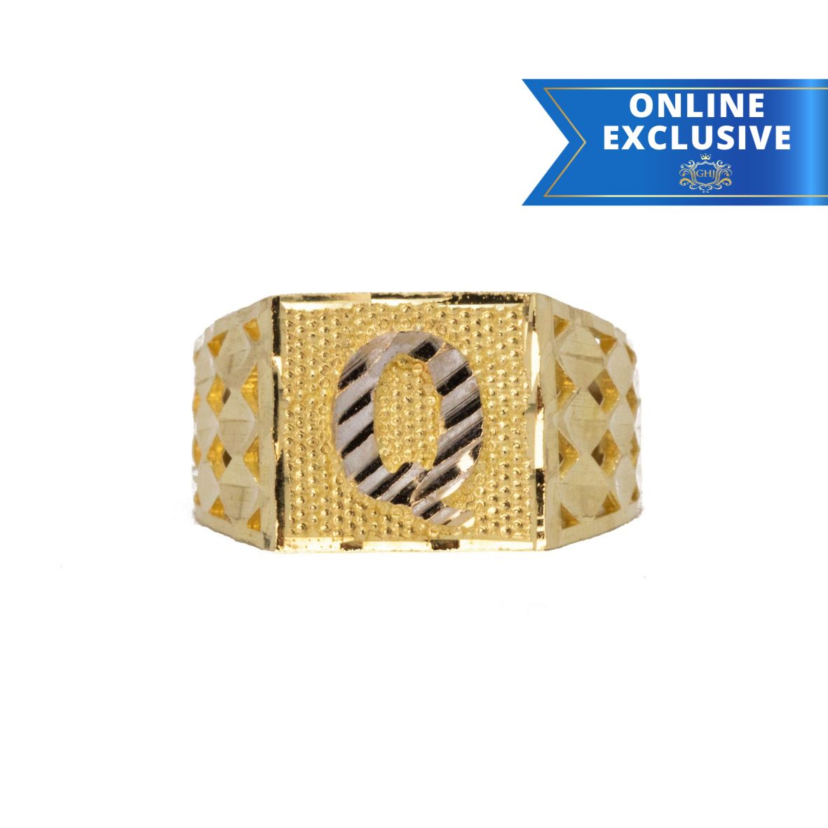 Letter Q Two-Tone - Rings - Golden Hand Jewellery