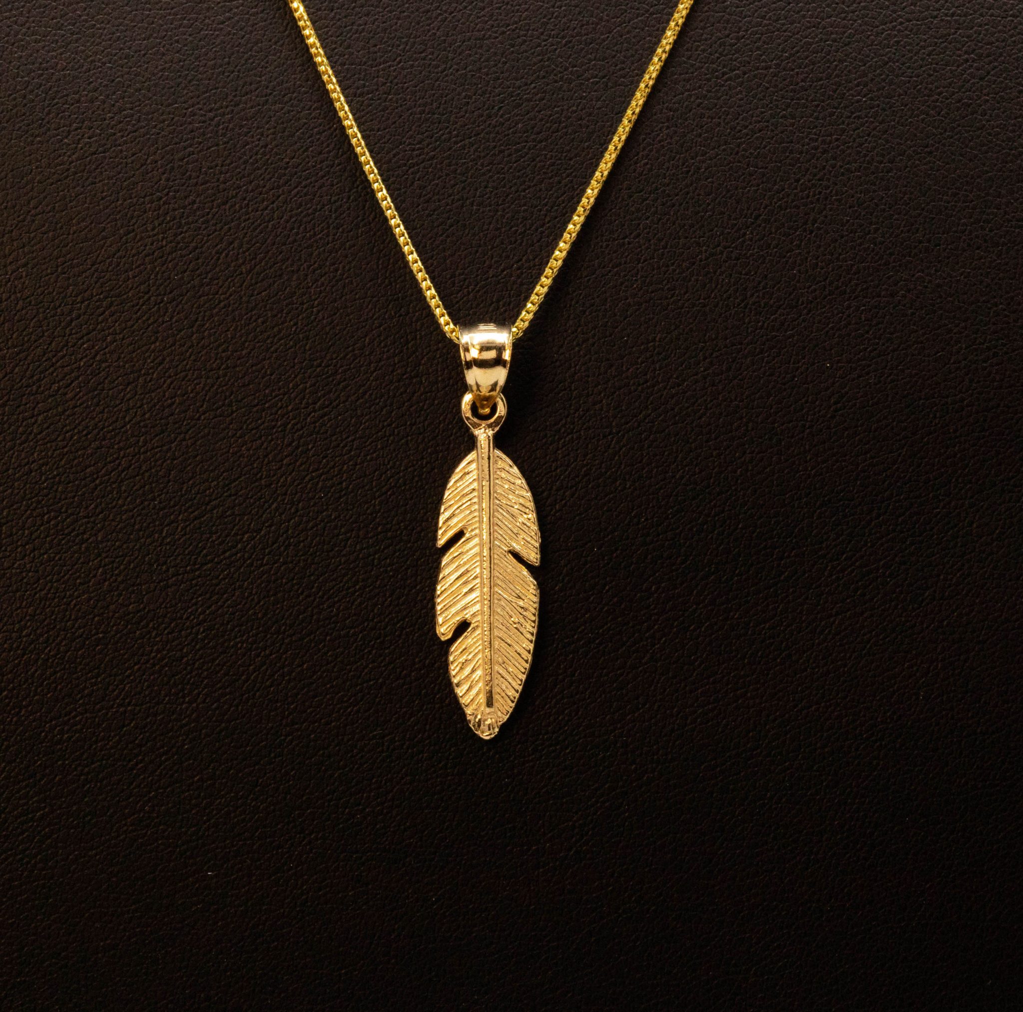 Solid Gold Feather Small - Pendant - Golden Hand Jewellery