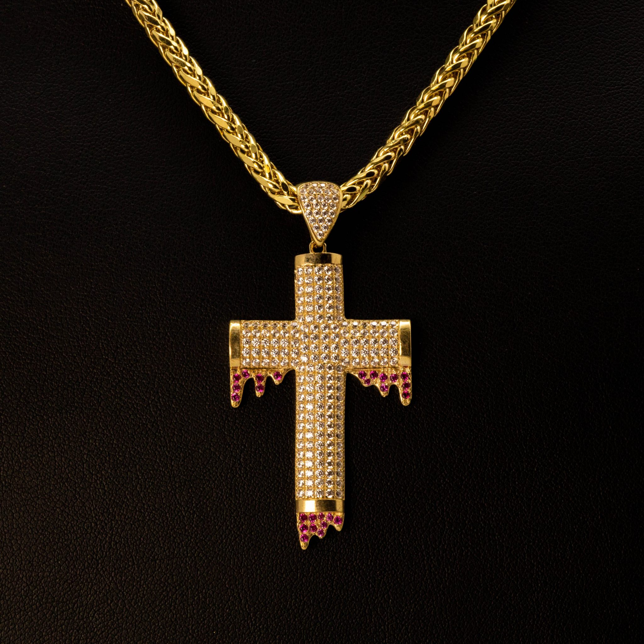 CZ Drip Cross 2 - Pendant - Golden Hand Jewellery