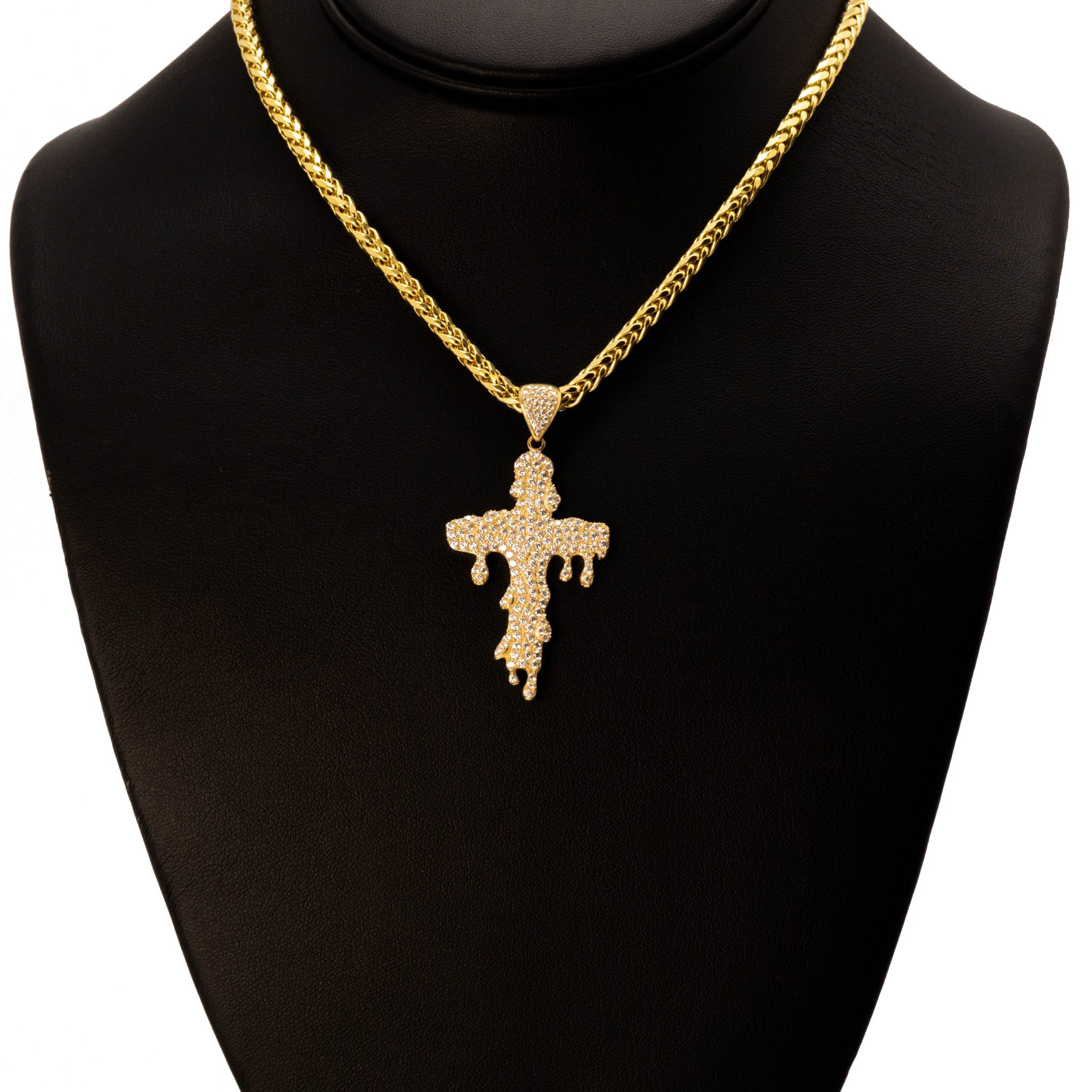 CZ Drip Cross 4 - Pendant - Golden Hand Jewellery