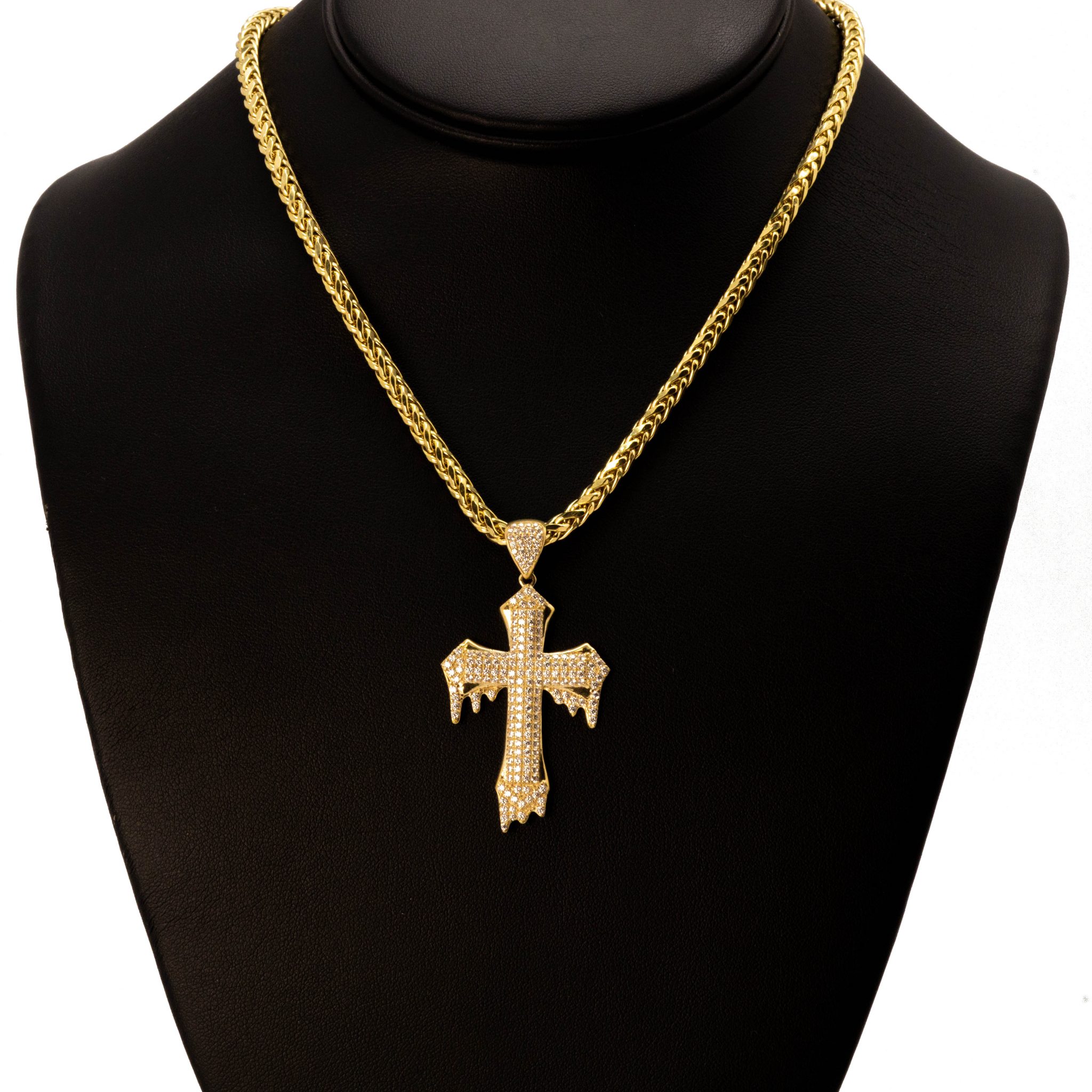 CZ Drip Cross 11 - Pendant - Golden Hand Jewellery
