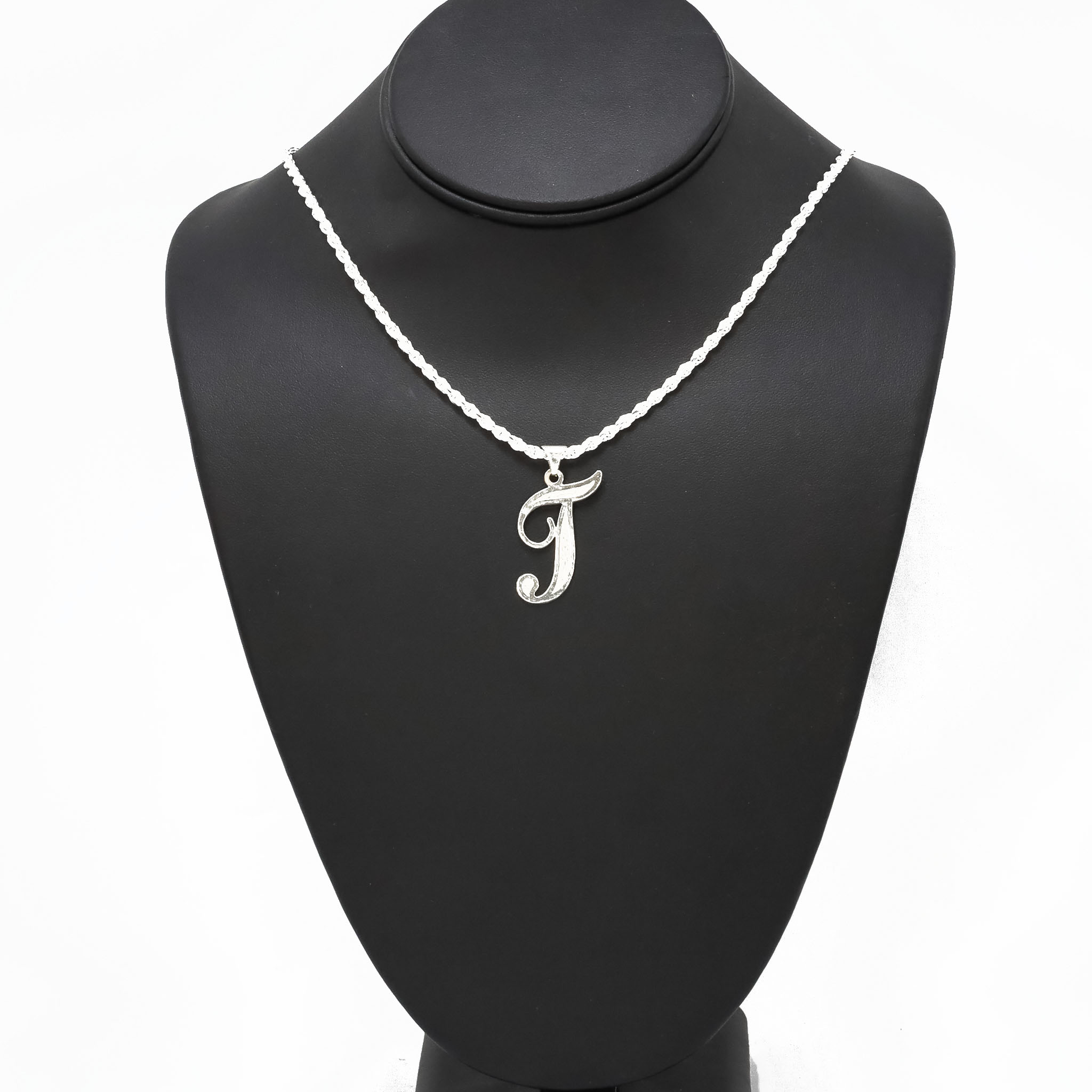Big Silver Letter T- Silver Pendant - Golden Hand Jewellery
