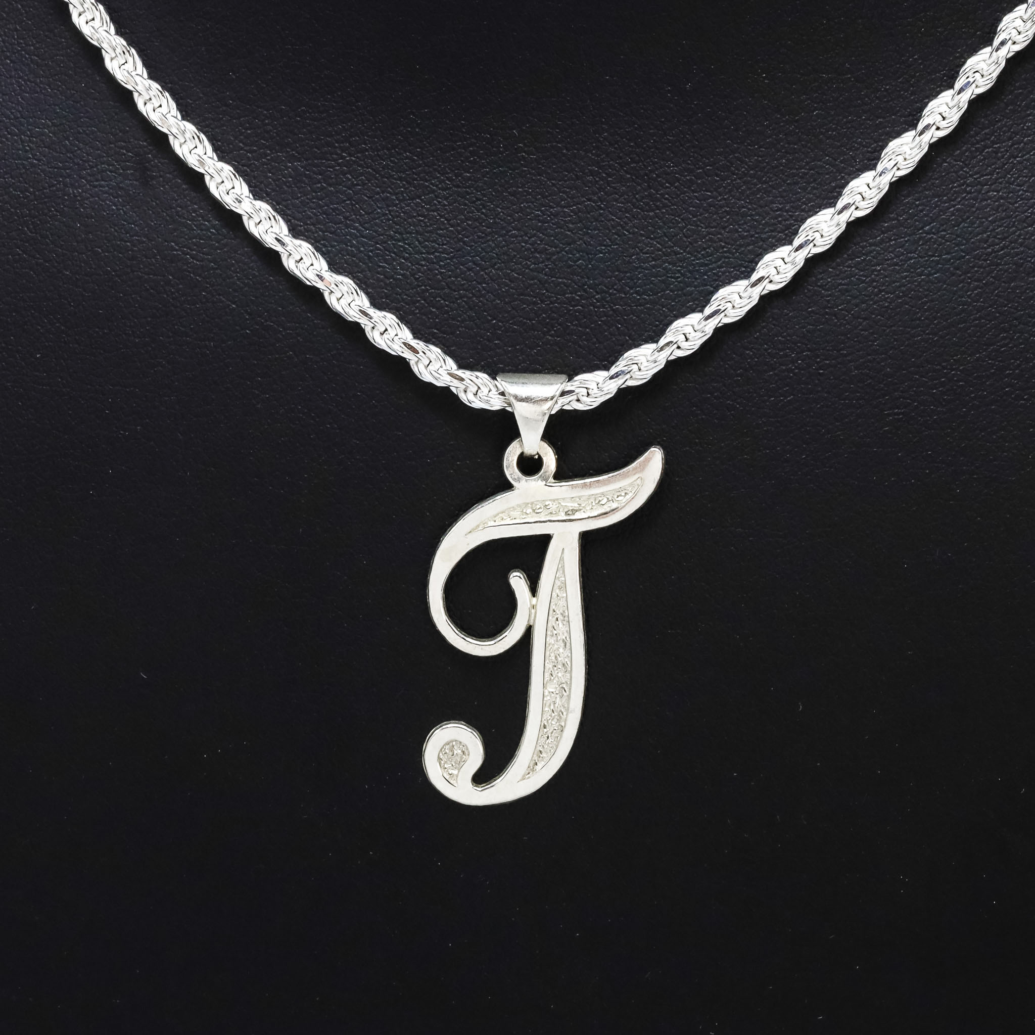 Big Silver Letter T- Silver Pendant - Golden Hand Jewellery