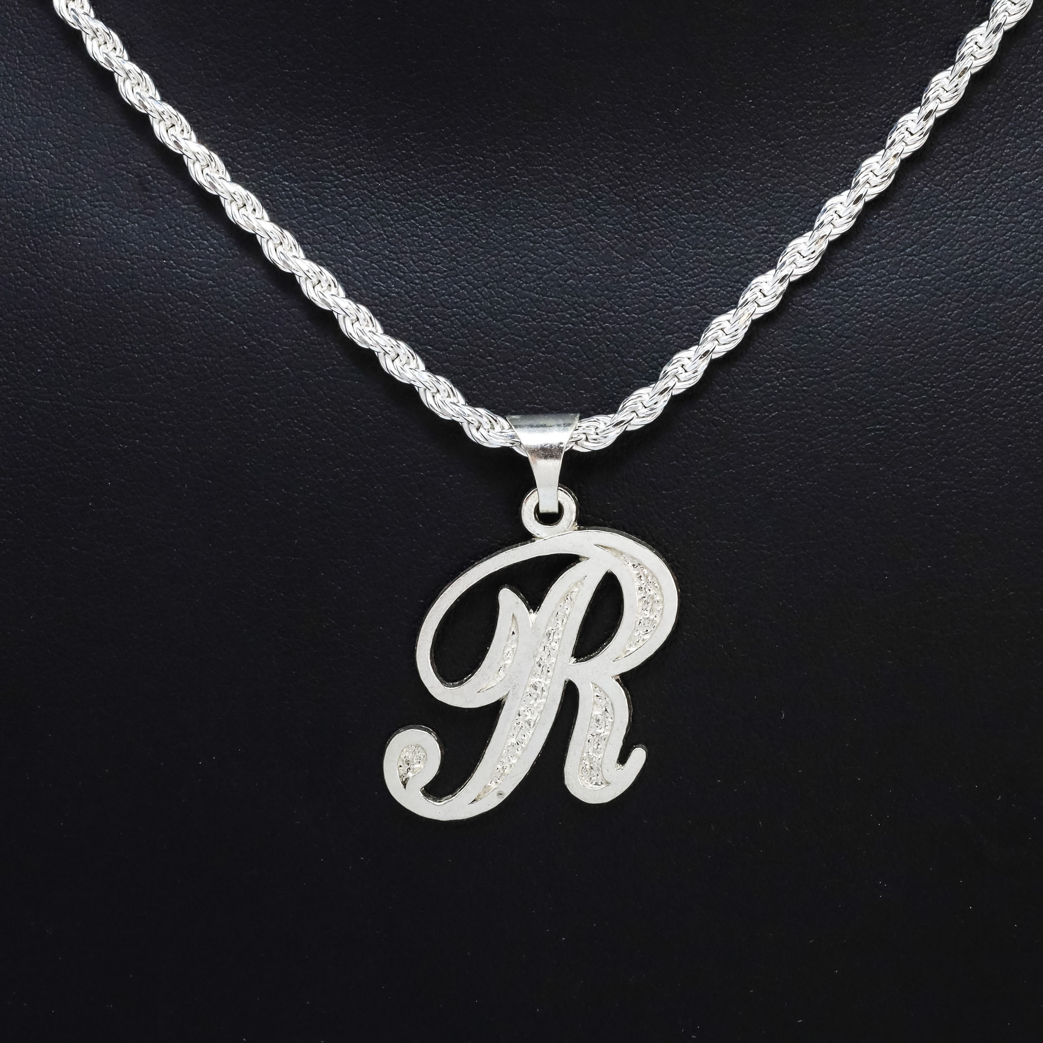 Big Silver Letter R- Silver Pendant - Golden Hand Jewellery
