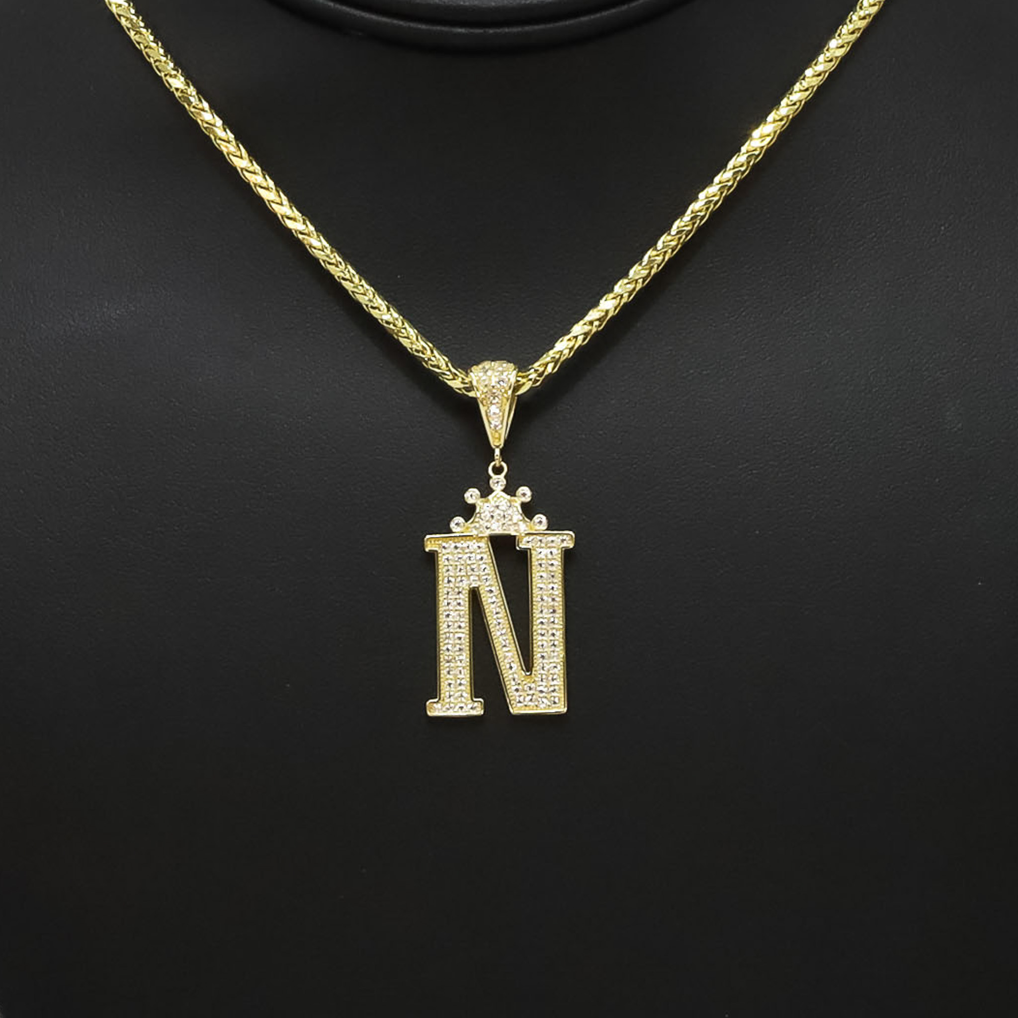 Letter N Crown CZ - Pendant - Golden Hand Jewellery