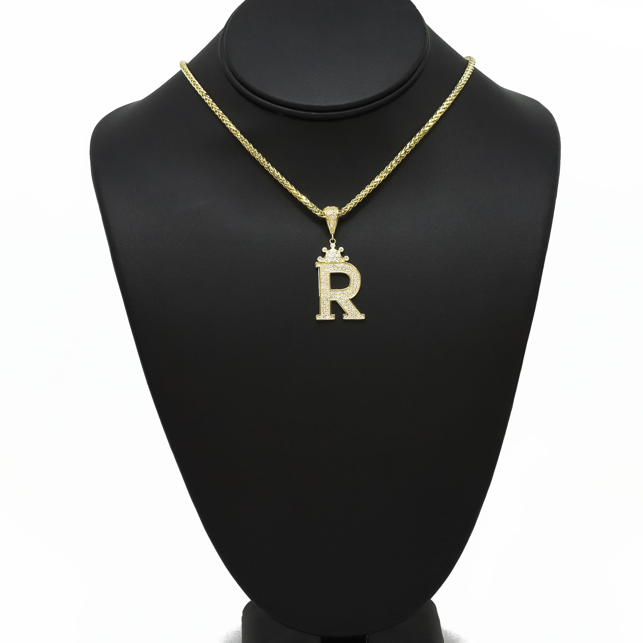 Letter R Crown CZ - Pendant - Golden Hand Jewellery