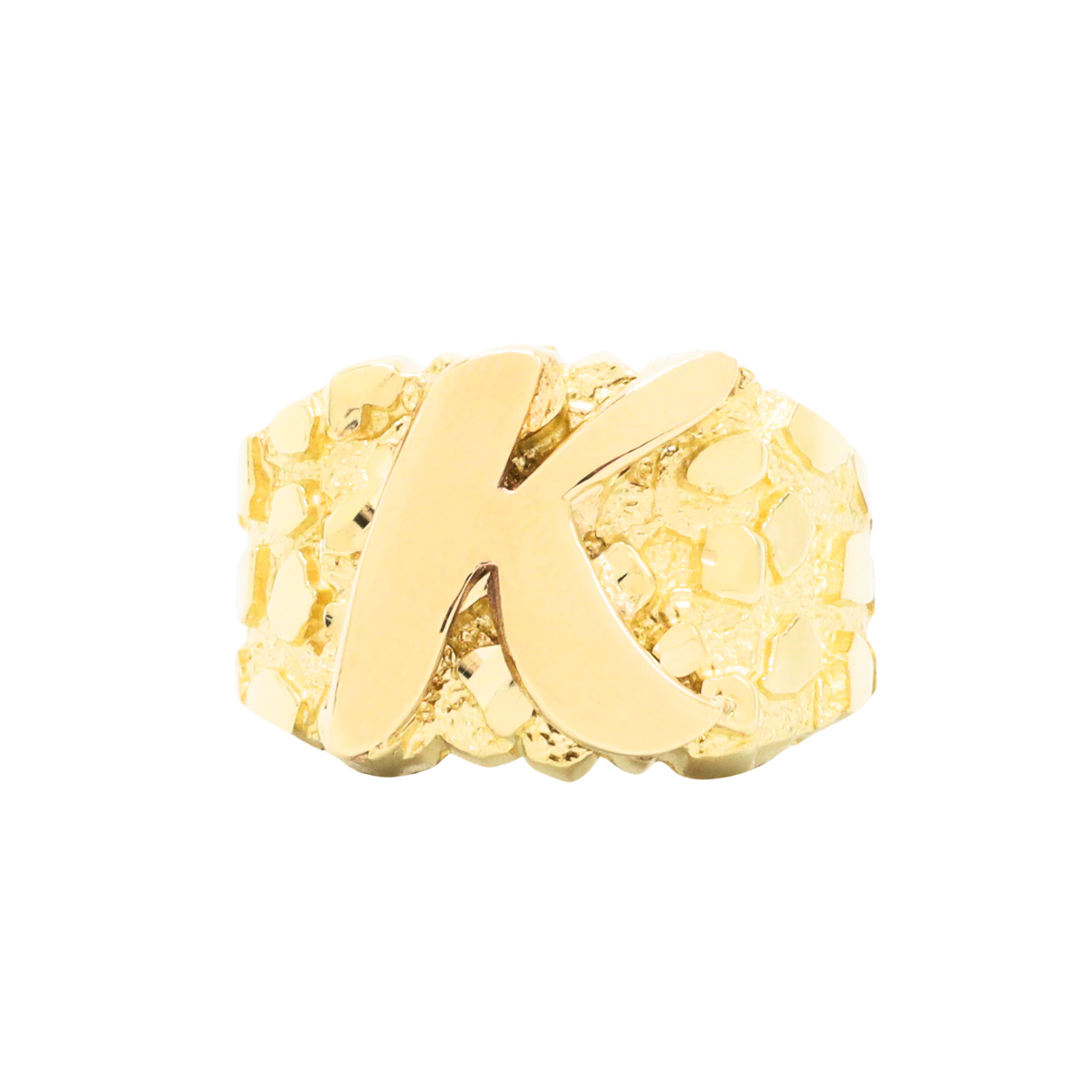 Letter K Ring - Nugget Ring - Golden Hand Jewellery