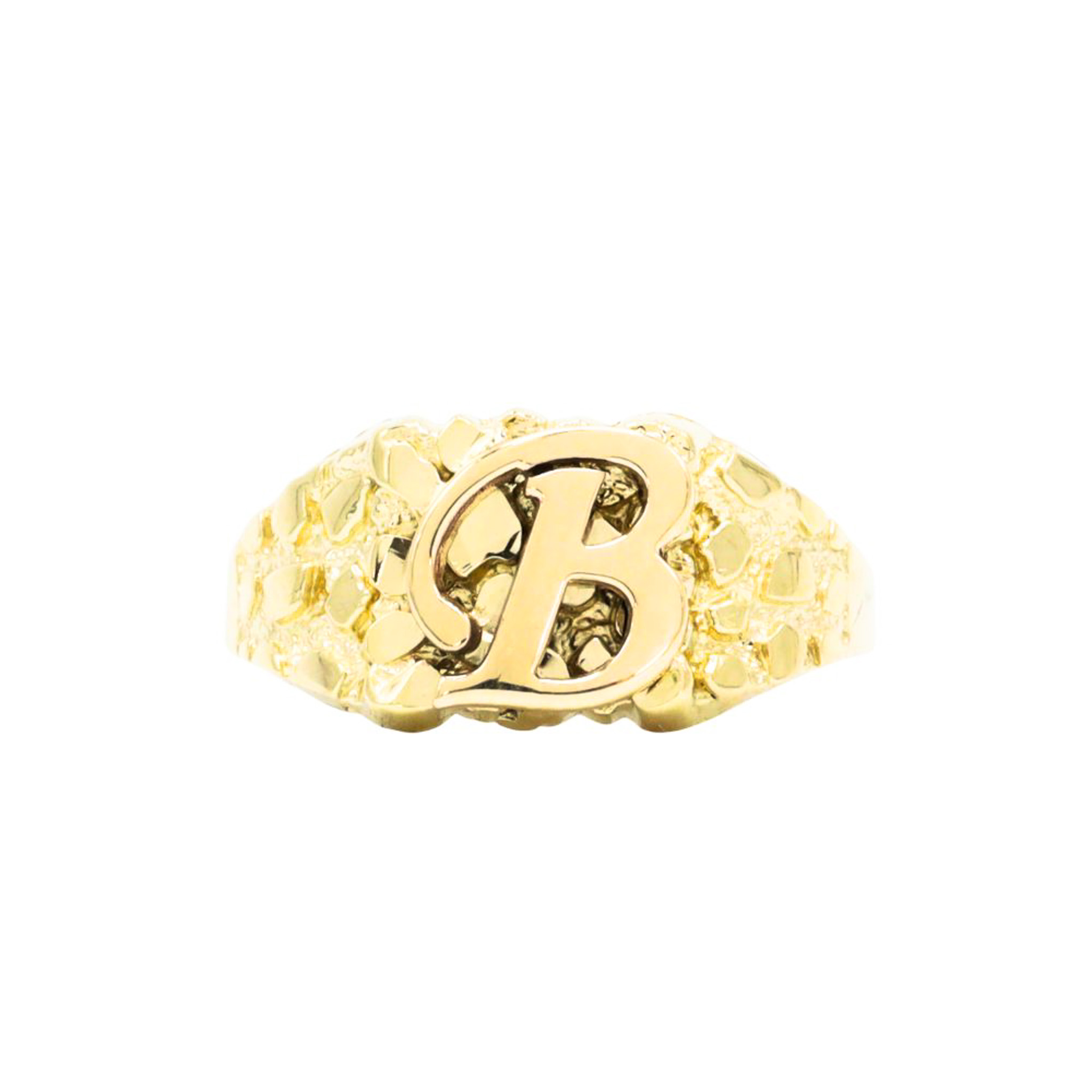 Letter B 10k- Nugget Ring - Golden Hand Jewellery