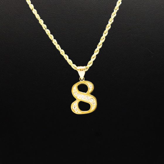 Cz Number 8- Pendant - Golden Hand Jewellery